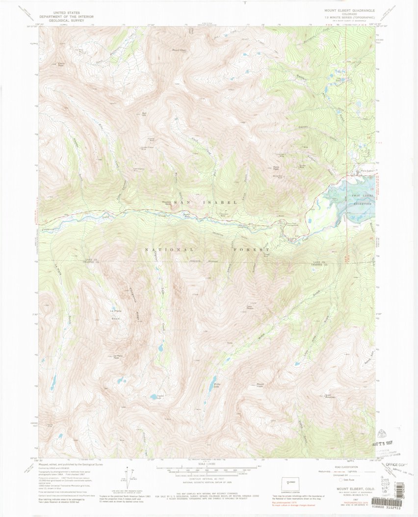 Mount Elbert, CO (1967, 24000-Scale) Map by United States Geological ...