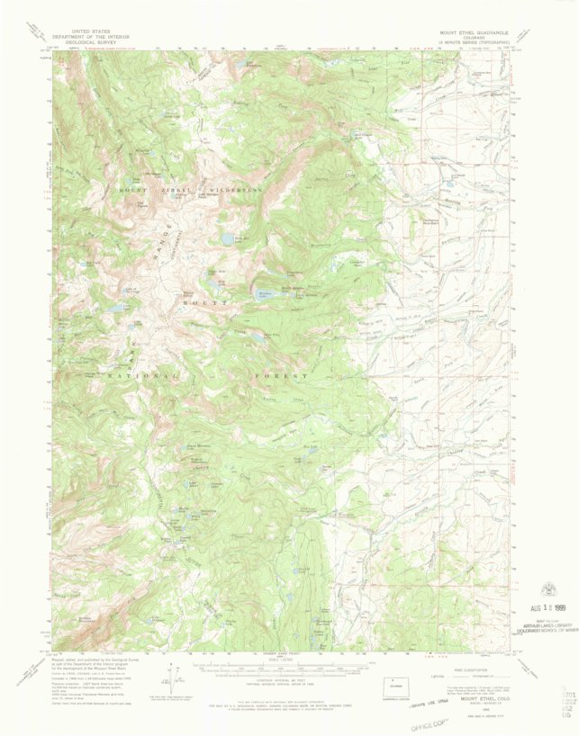 Mount Ethel, CO (1955, 62500-Scale) Map by United States Geological ...