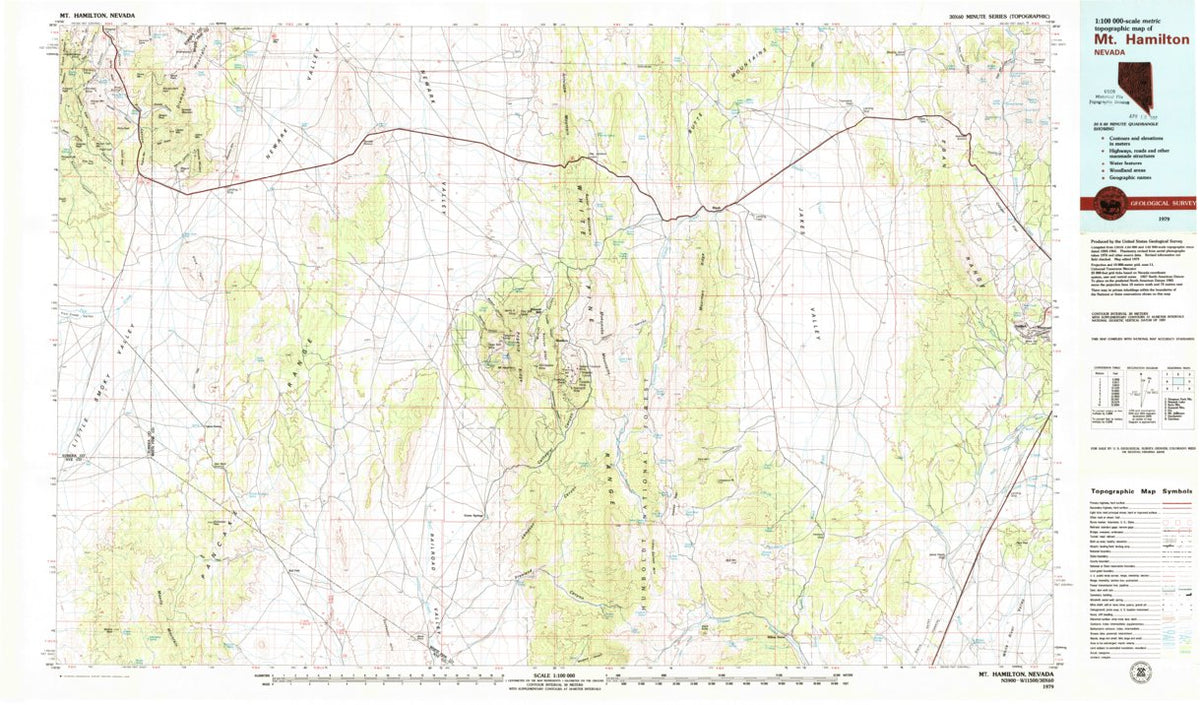 Mount Hamilton, NV (1979, 100000-Scale) Map by United States Geological ...