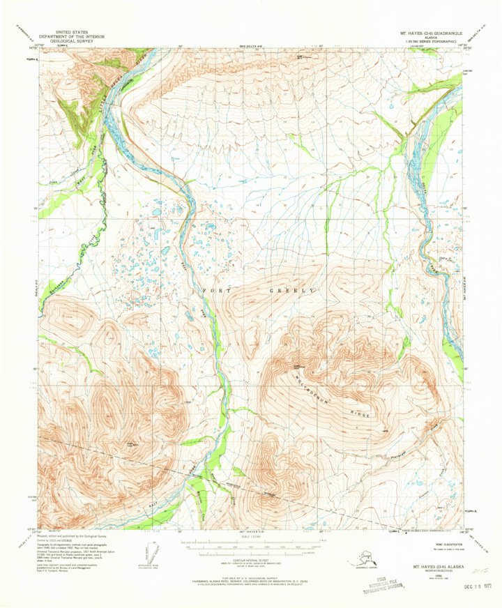 Mount Hayes D-6, AK (1950, 63360-Scale) Map by United States Geological ...
