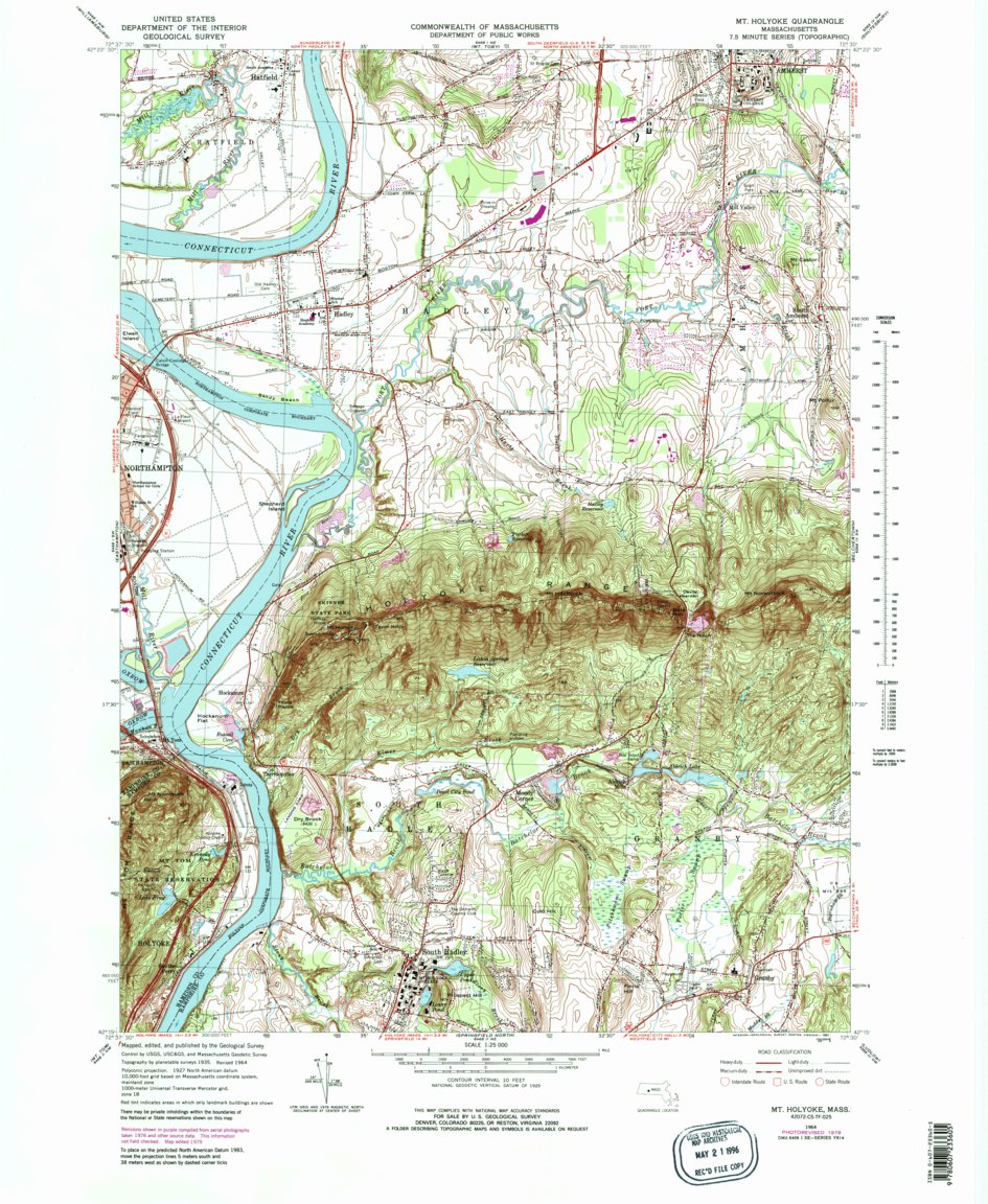 Mount Holyoke, MA (1964, 25000-Scale) Map by United States Geological ...