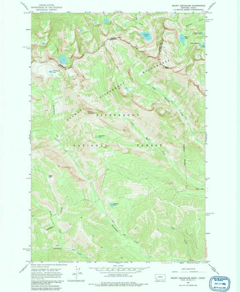 Mount Jerusalem, MT-ID (1964, 24000-Scale) Map by United States ...
