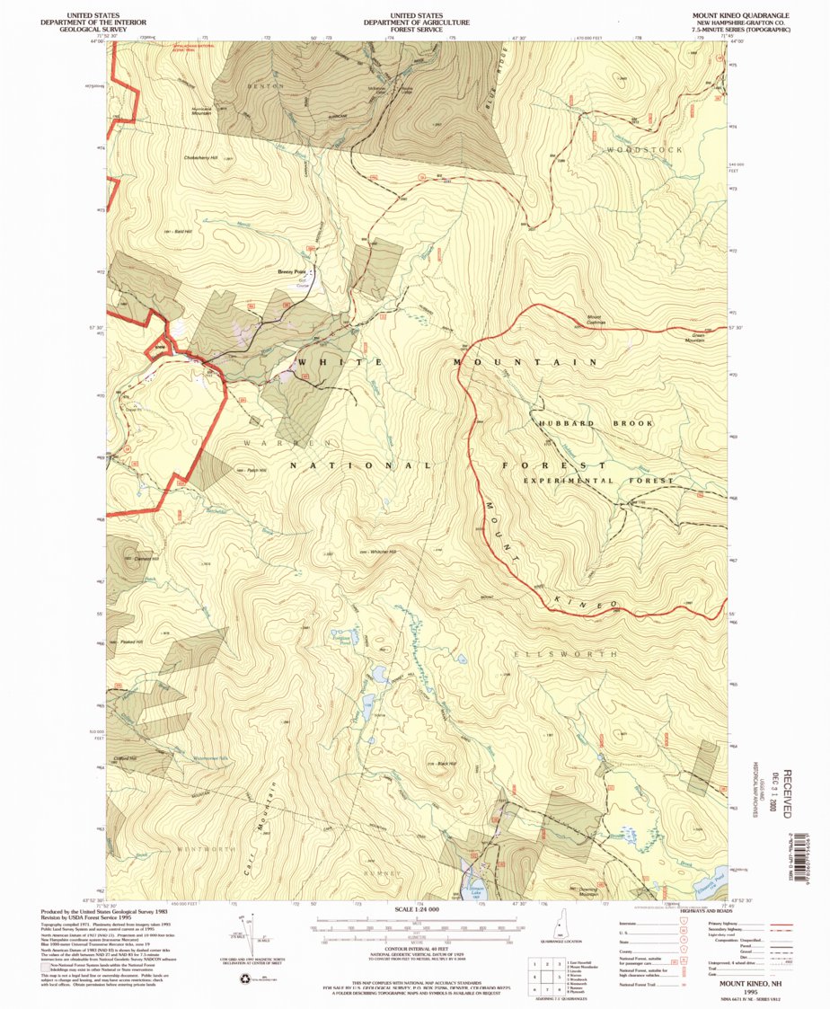 Mount Kineo, NH (1995, 24000-Scale) Map by United States Geological ...
