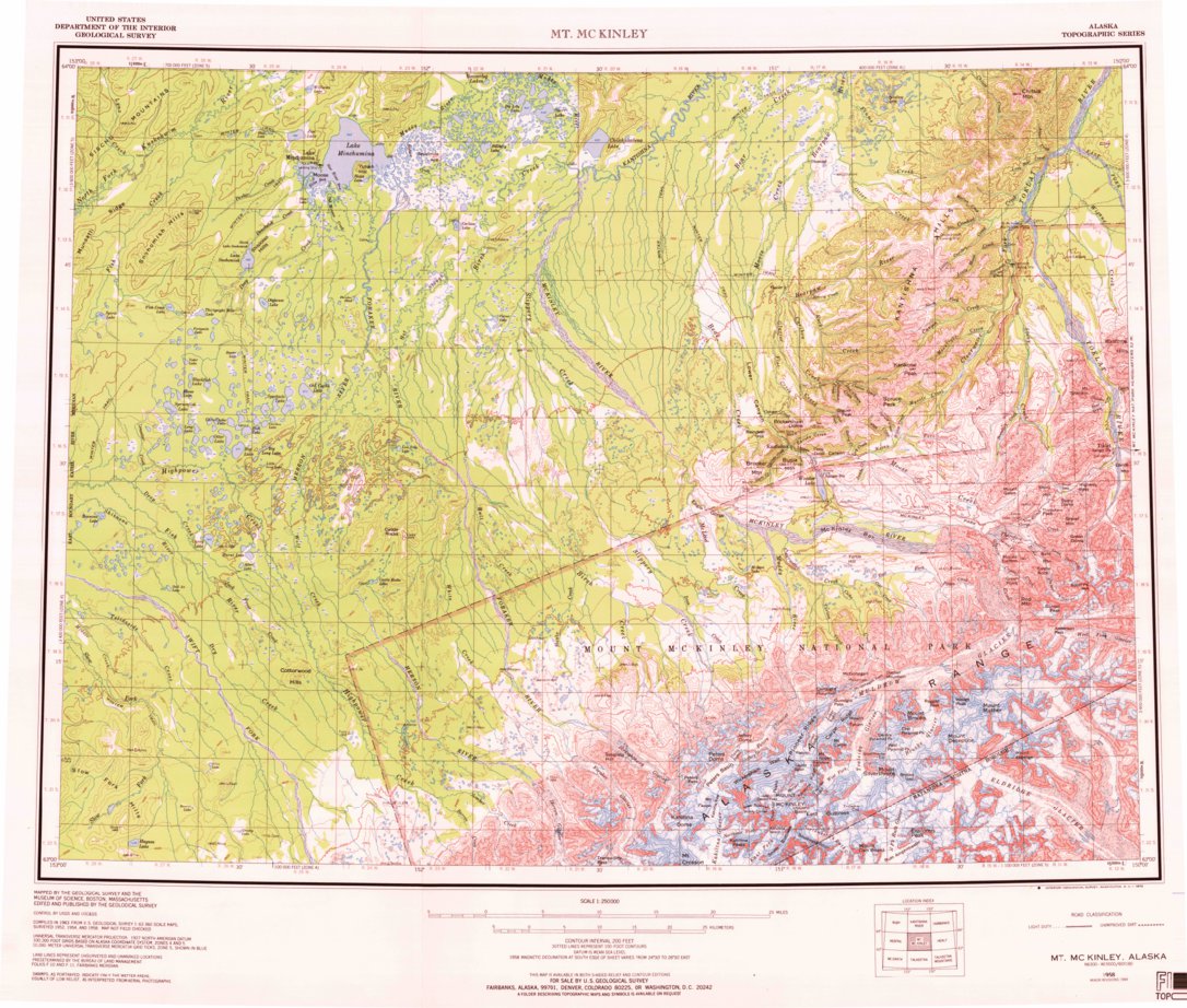 Mount Mckinley, AK (1969, 250000-Scale) Map by United States Geological ...