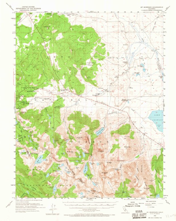 Mount Morrison, CA (1953, 62500-Scale) Map by United States Geological ...