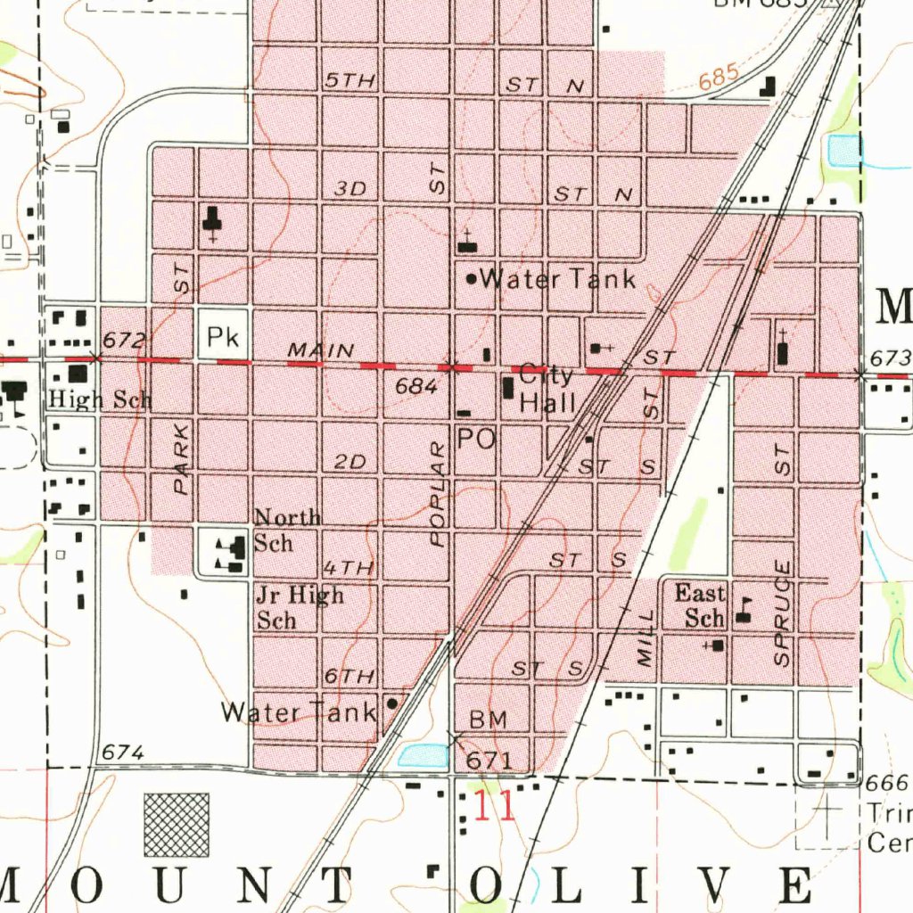 Mount Olive, IL (1974, 24000-Scale) Map by United States Geological ...
