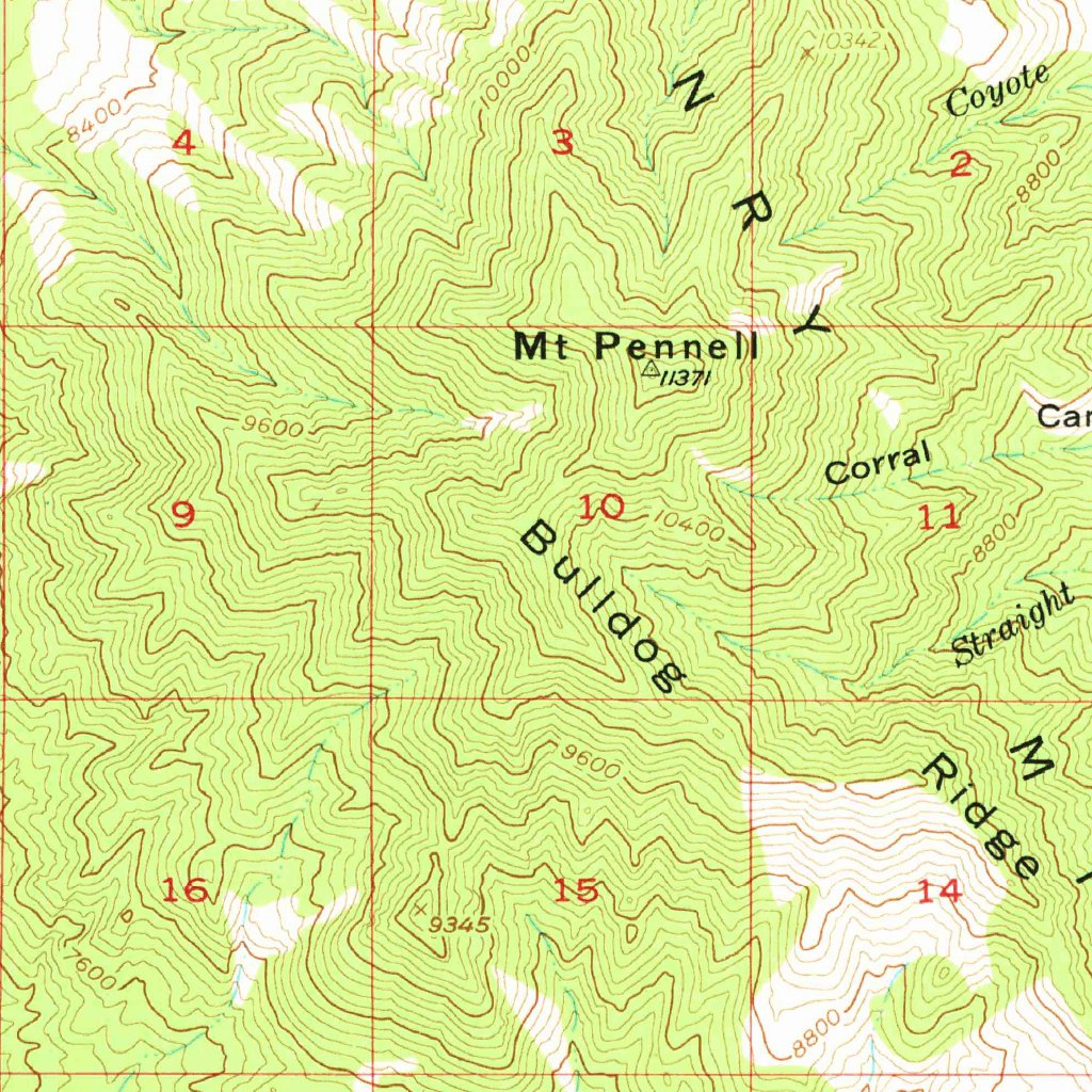 Mount Pennell, UT (1953, 62500-Scale) Map by United States Geological ...