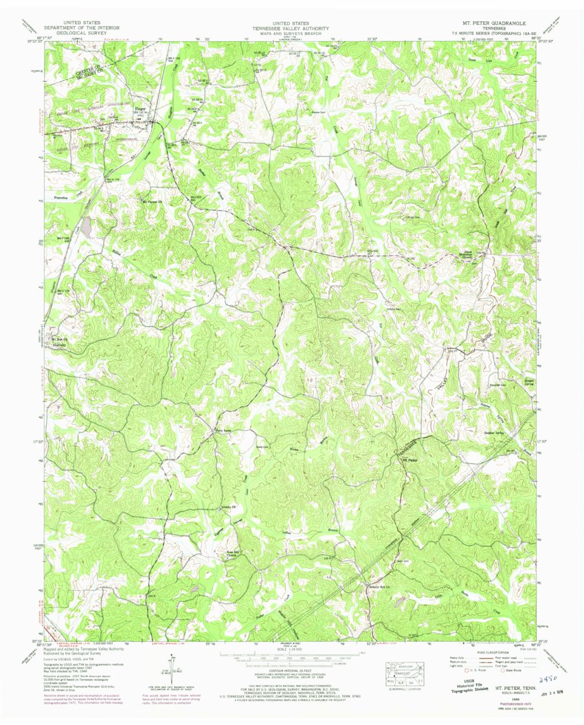 Mount Peter, TN (1949, 24000-Scale) Map by United States Geological ...