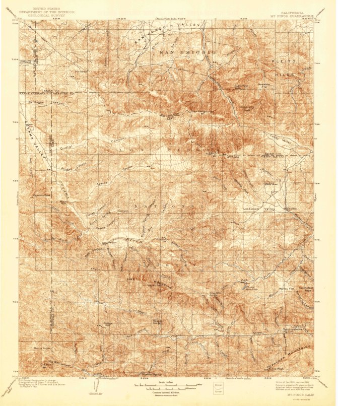 Mount Pinos, CA (1903, 125000-Scale) Map by United States Geological ...