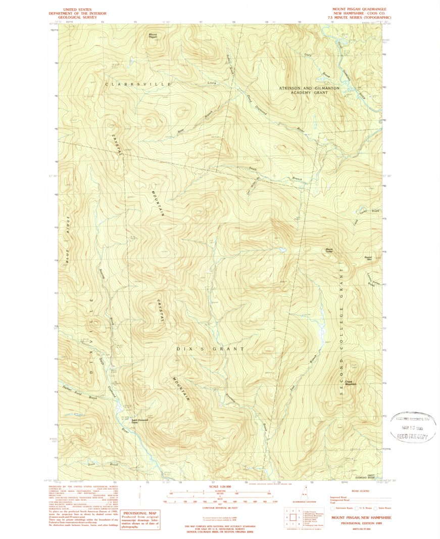 Mount Pisgah, NH (1989, 24000-Scale) Map by United States Geological ...