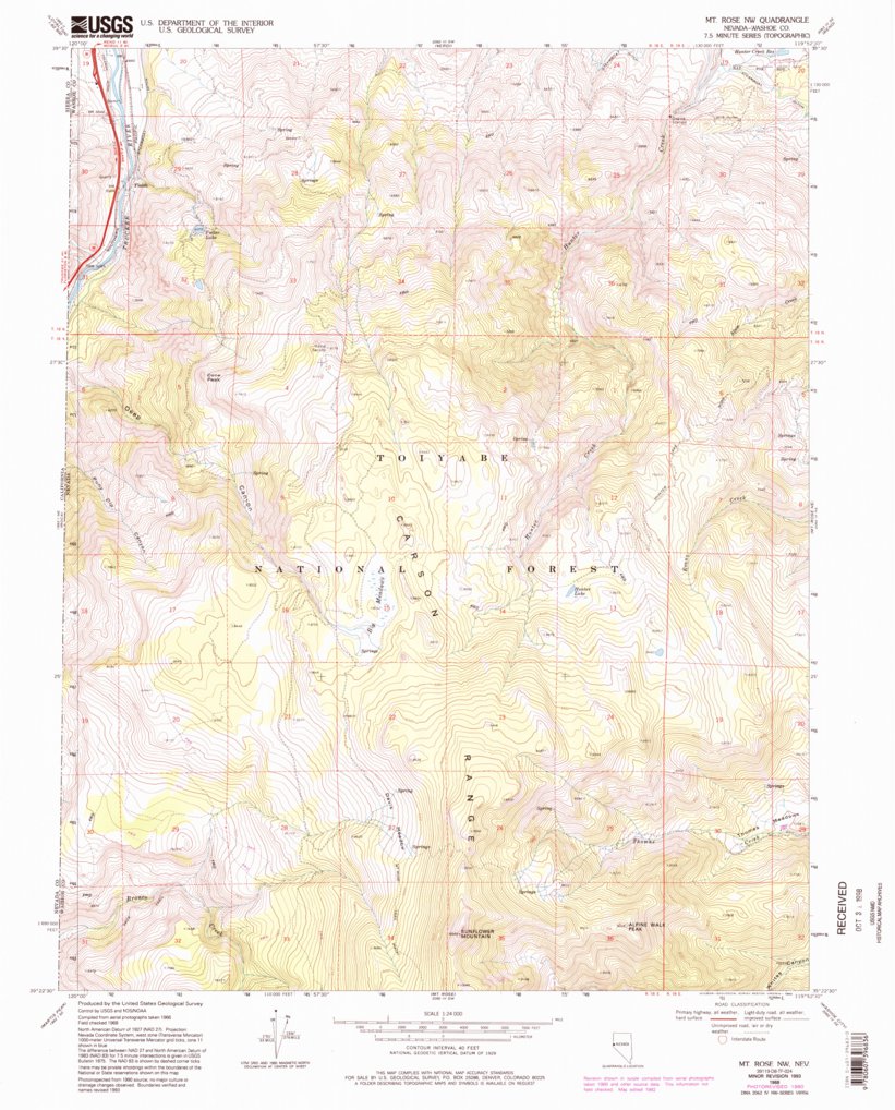 Mount Rose NW, NV (1968, 24000-Scale) Map by United States Geological ...
