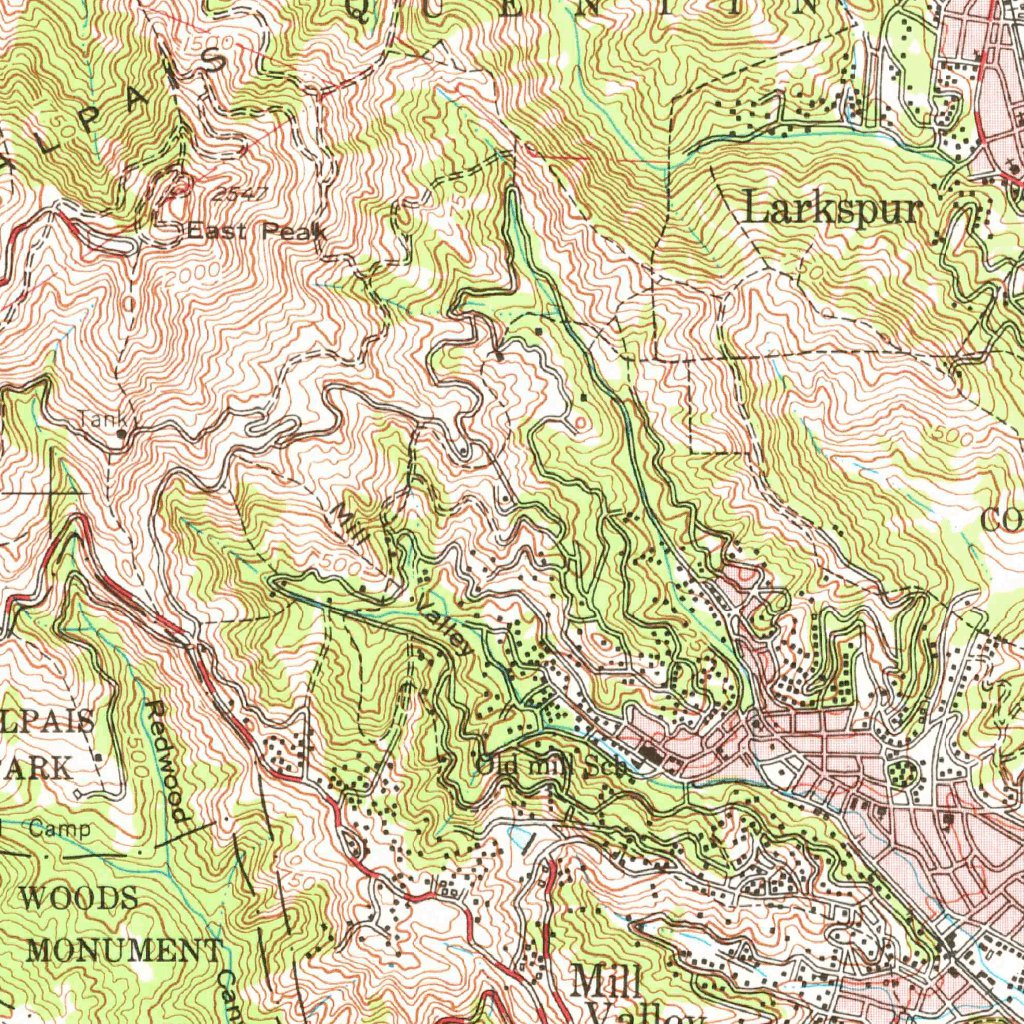 Mount Tamalapais, CA (1950, 62500-Scale) Map by United States ...
