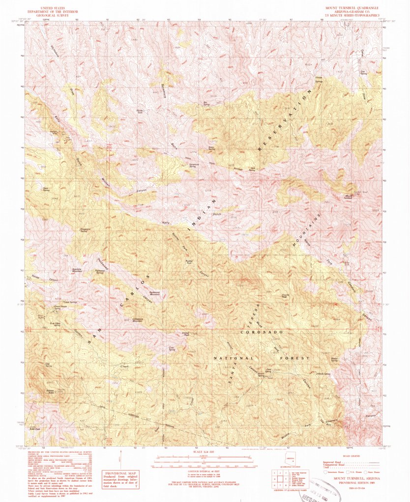 Mount Turnbull, AZ (1989, 24000-Scale) Map by United States Geological ...