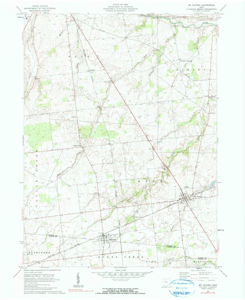 Mount Victory, OH (1961, 24000-Scale) Map by United States Geological ...