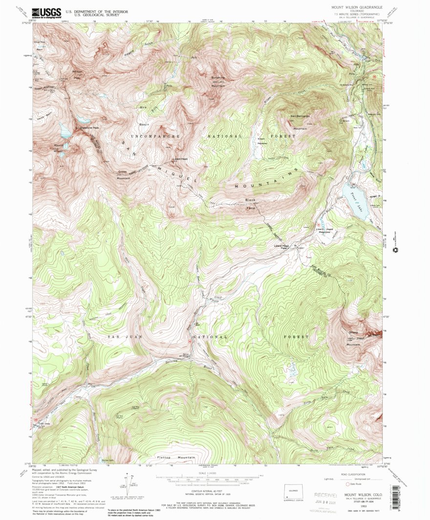 Mount Wilson, CO (1953, 24000-Scale) Map by United States Geological ...