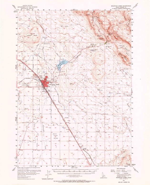 Mountain Home, ID (1956, 62500-Scale) Map by United States Geological ...