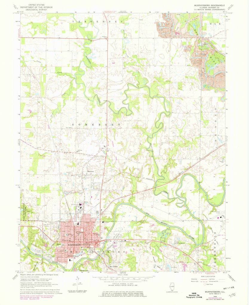 Murphysboro, IL (1968, 24000-Scale) Map by United States Geological ...