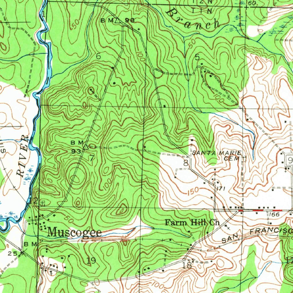 Muscogee, AL-FL (1941, 62500-Scale) Map by United States Geological ...