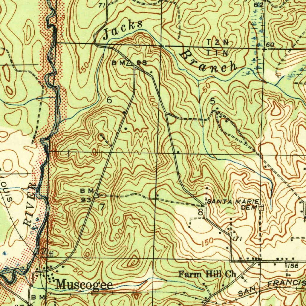 Muscogee, AL-FL (1943, 62500-Scale) Map by United States Geological ...