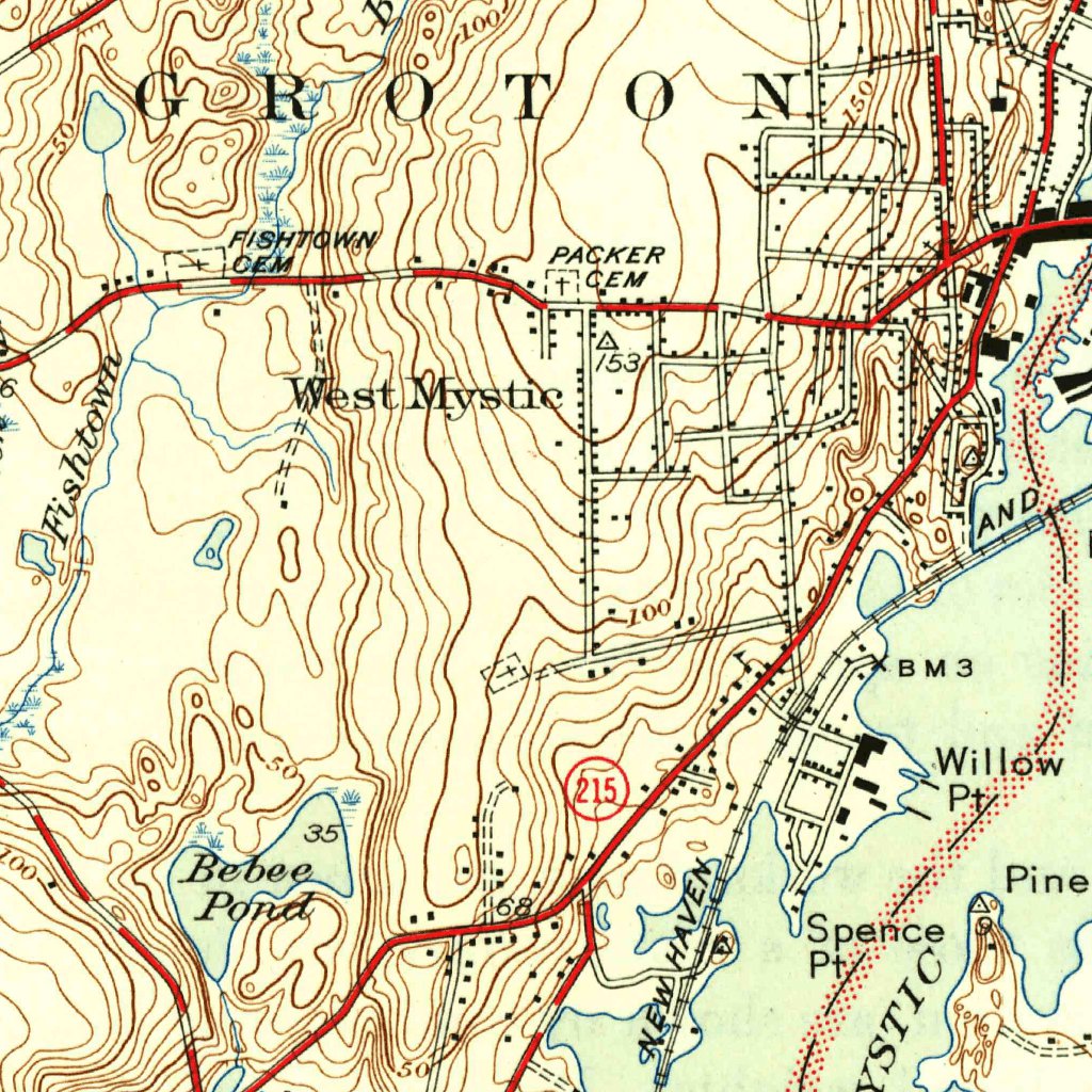 Mystic, CT-NY-RI (1944, 31680-Scale) Map by United States Geological ...