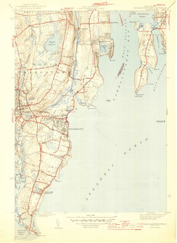 Narragansett Pier, RI (1944, 31680-Scale) Map by United States ...
