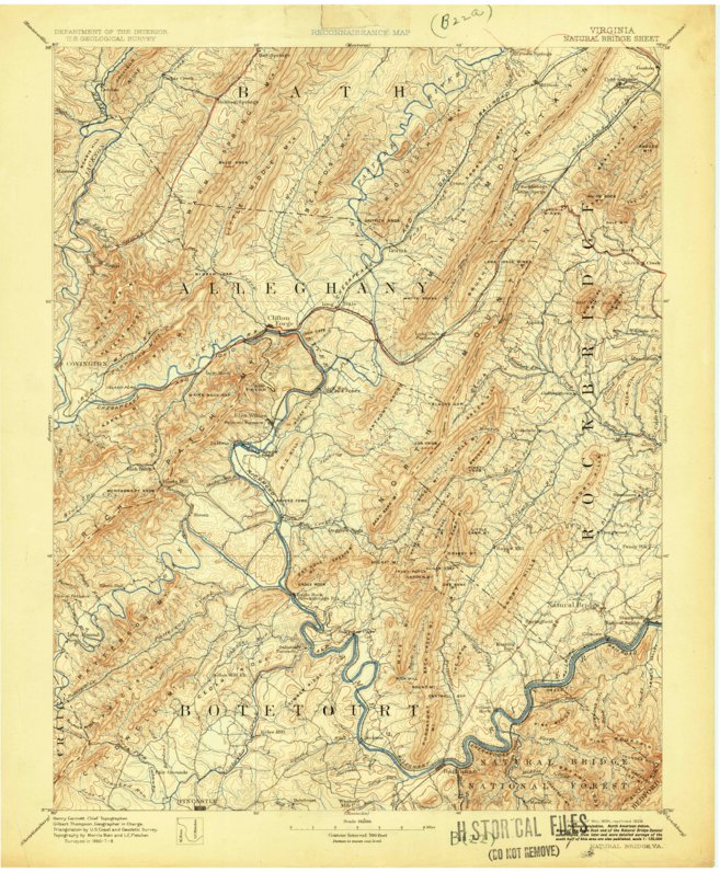 Natural Bridge, VA (1894, 62500-Scale) Map by United States Geological ...