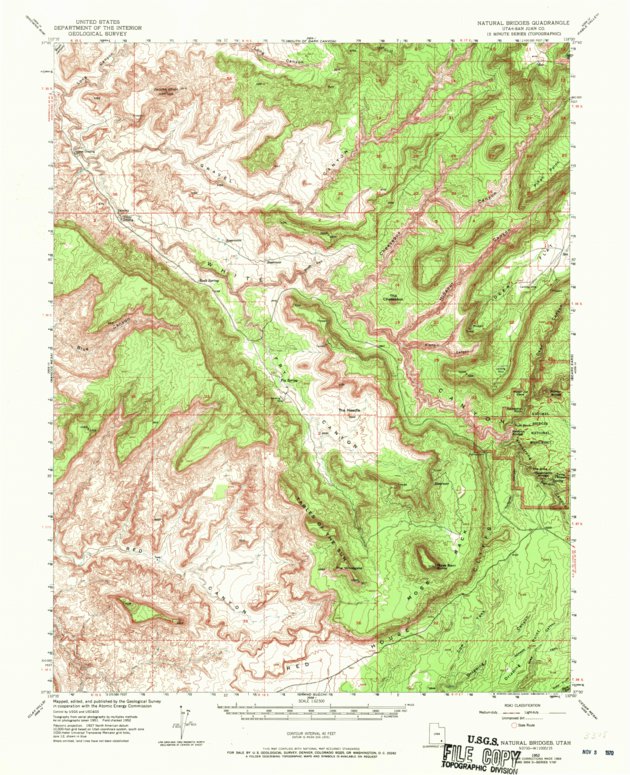 Natural Bridges, UT (1952, 62500-Scale) Map by United States Geological ...