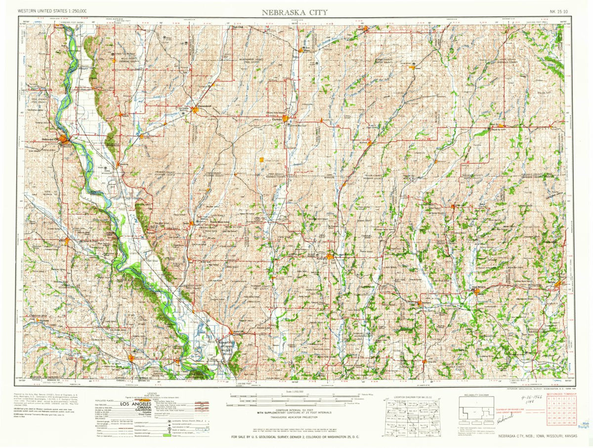 Nebraska City, NE-MO-IA-KS (1958, 250000-Scale) Map by United States ...