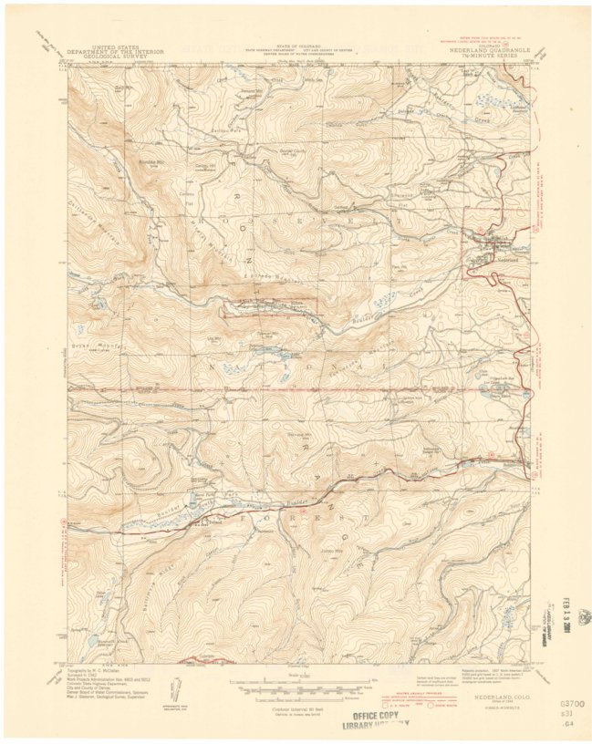 Nederland, CO (1944, 31680-Scale) Map by United States Geological ...