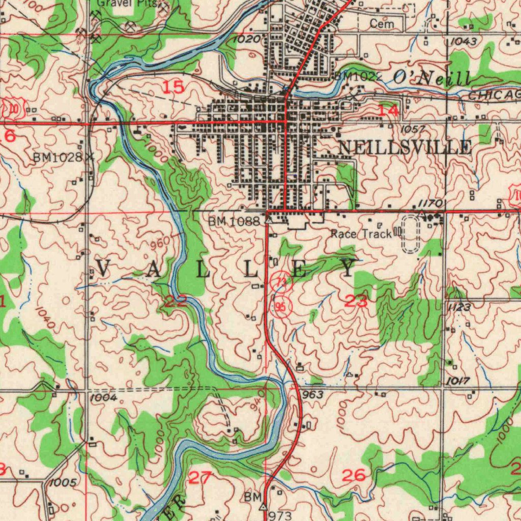 Neillsville, WI (1953, 62500-Scale) Map by United States Geological ...