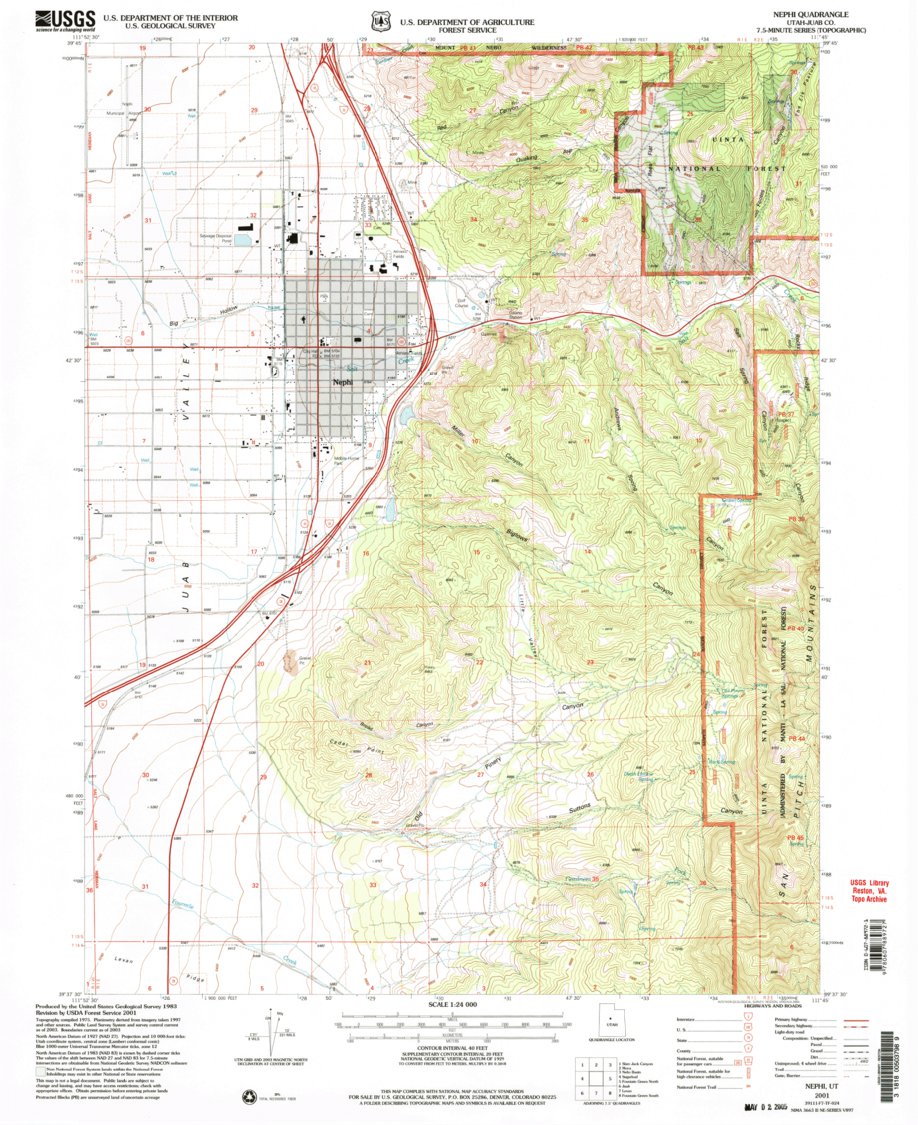 Nephi, UT (2001, 24000-Scale) Map by United States Geological Survey ...