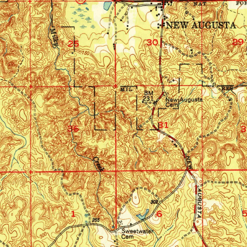 New Augusta, MS (1949, 62500-Scale) Map by United States Geological ...