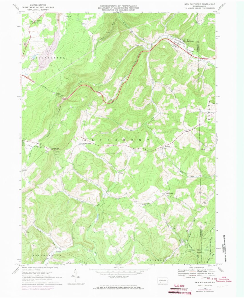 New Baltimore, PA (1967, 24000-Scale) Map by United States Geological ...