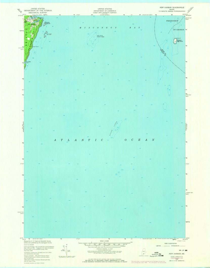New Harbor, ME (1955, 24000-Scale) Map by United States Geological ...