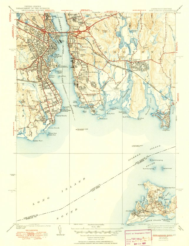 New London, CT-NY (1938, 31680-Scale) Map by United States Geological ...