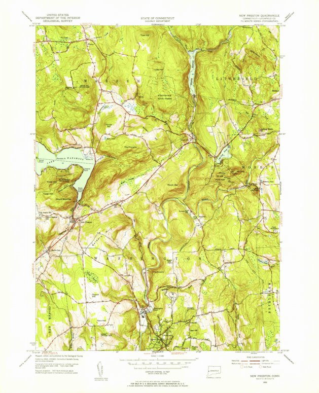 New Preston, CT (1955, 31680-Scale) Map by United States Geological ...