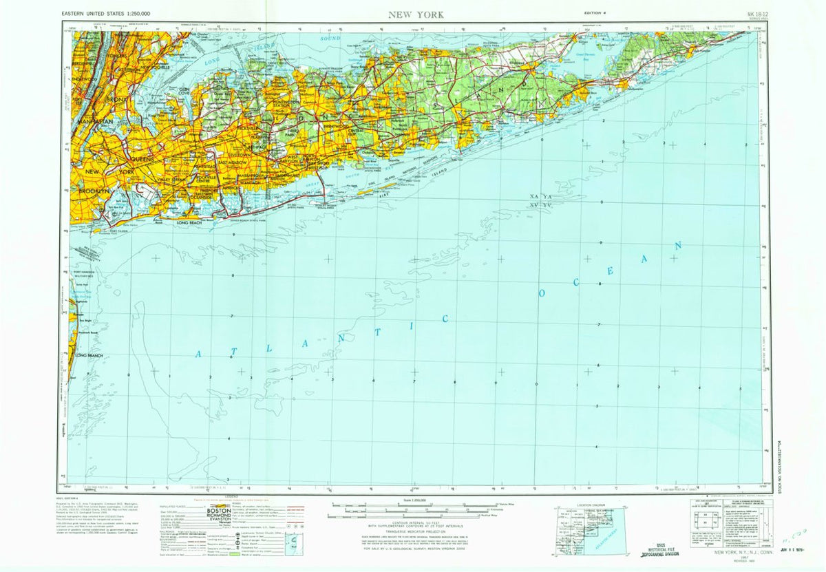 New York, NY-NJ-CT (1957, 250000-Scale) Map by United States Geological ...