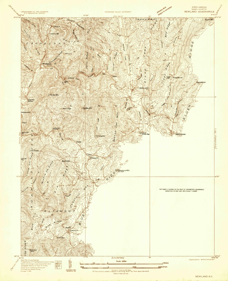 Newland, NC (1934, 24000-Scale) Map by United States Geological Survey ...