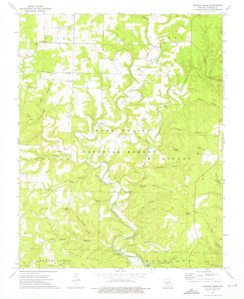 Nichols Knob, MO (1973, 24000-Scale) Map by United States Geological ...
