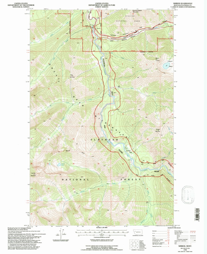 Nimrod, MT (1994, 24000-Scale) Map by United States Geological Survey ...