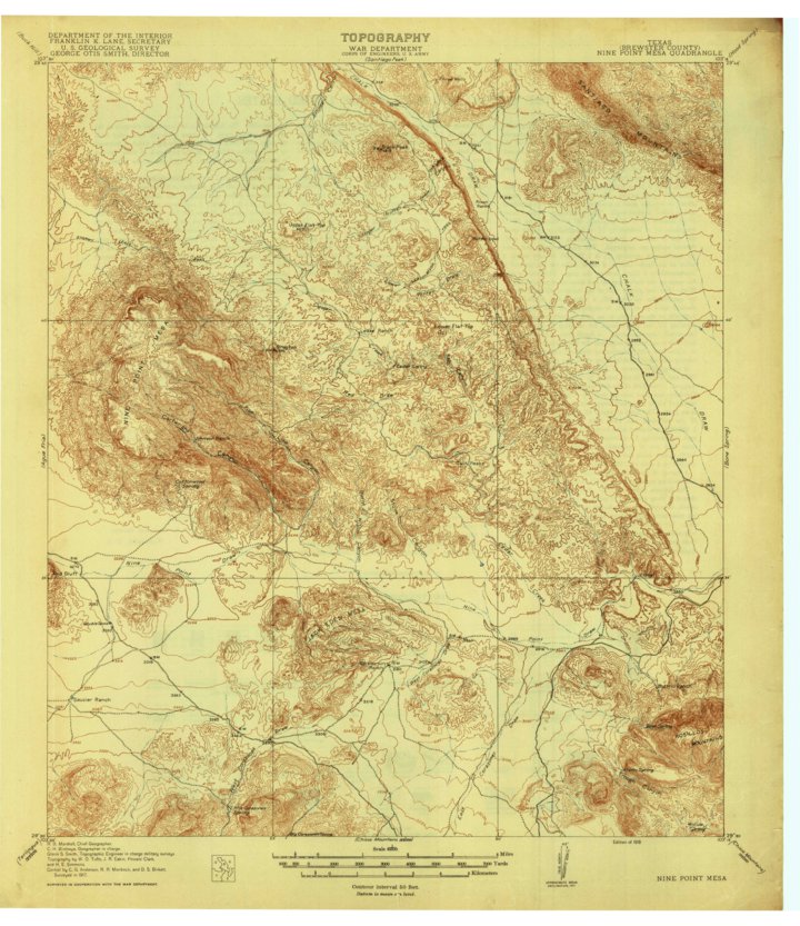 Nine Point Mesa, TX (1918, 62500-Scale) Map by United States Geological ...