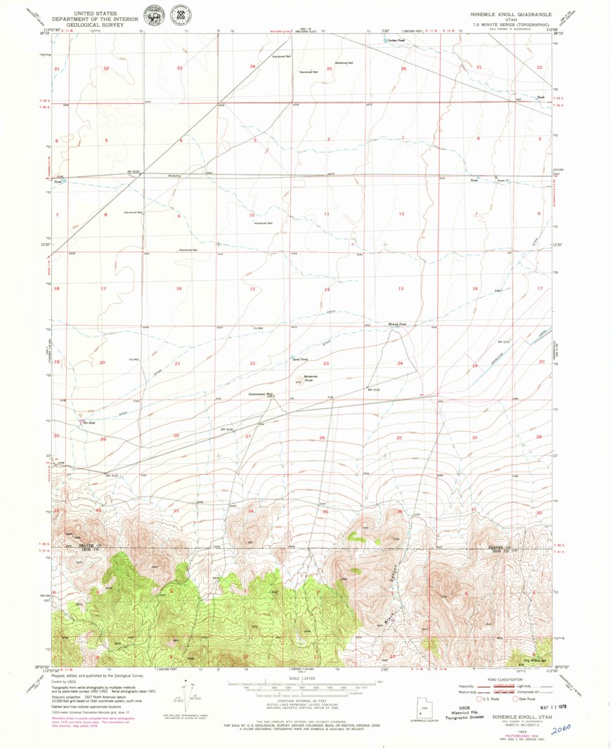 Ninemile Knoll, UT (1953, 24000-Scale) Map by United States Geological ...