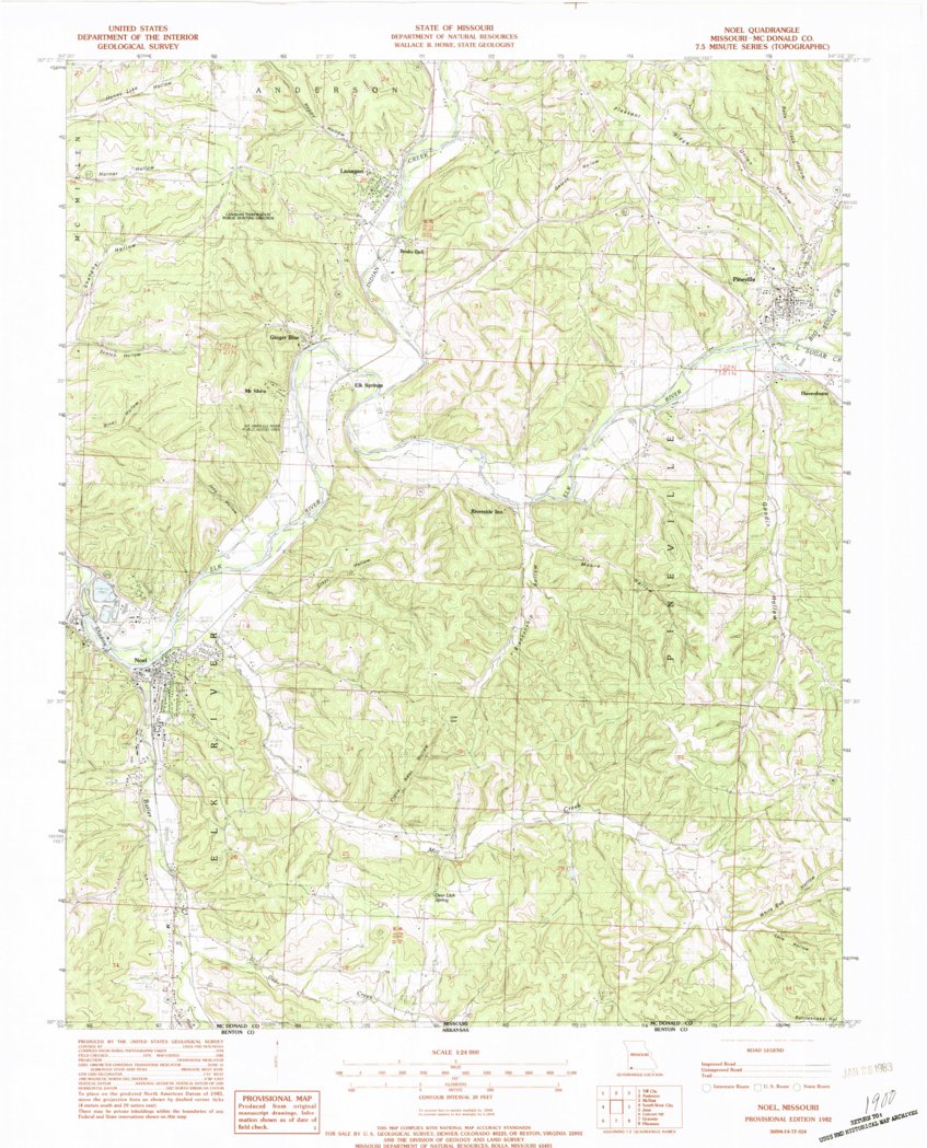 Noel, MO (1982, 24000-Scale) Map by United States Geological Survey ...