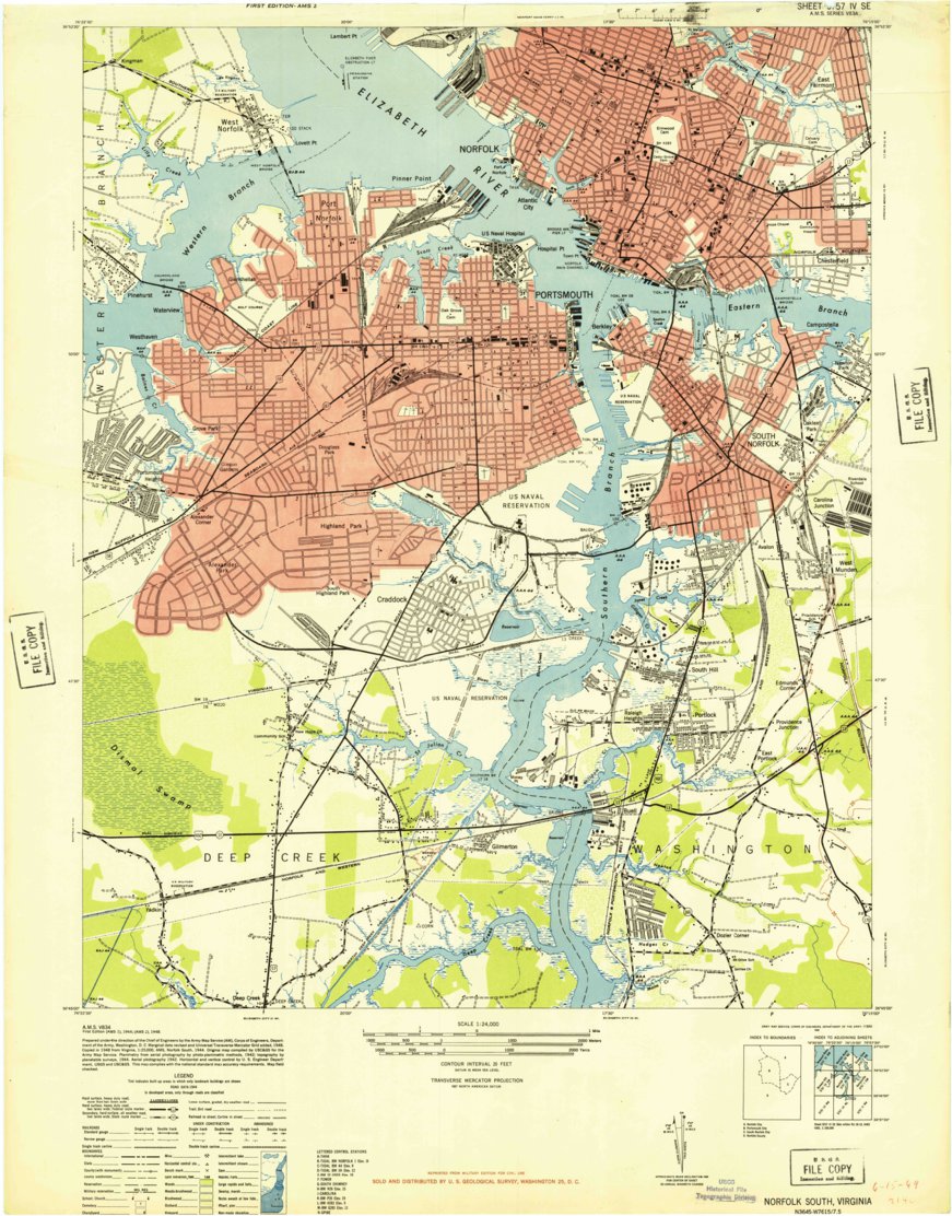 Norfolk South, VA (1948, 24000-Scale) Map by United States Geological ...