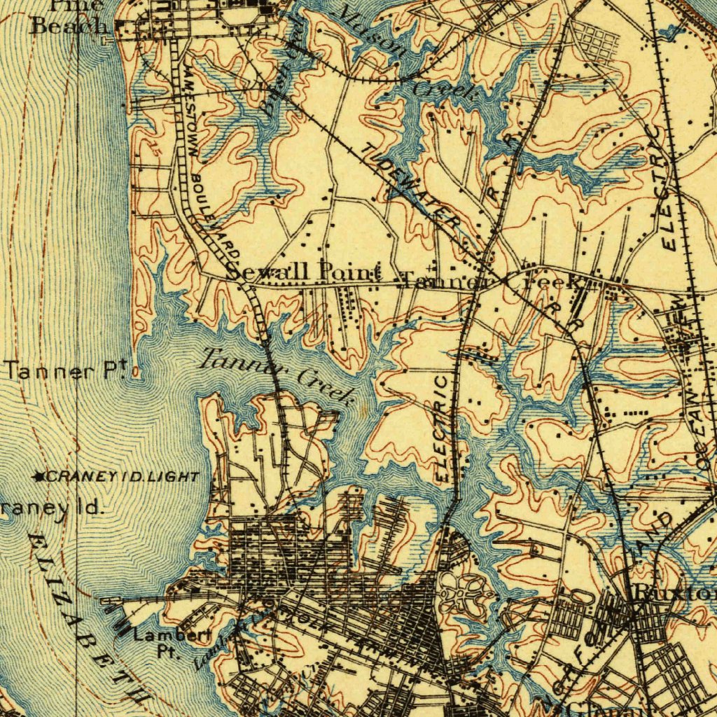 Norfolk, VA (1902, 125000-Scale) Map by United States Geological Survey ...