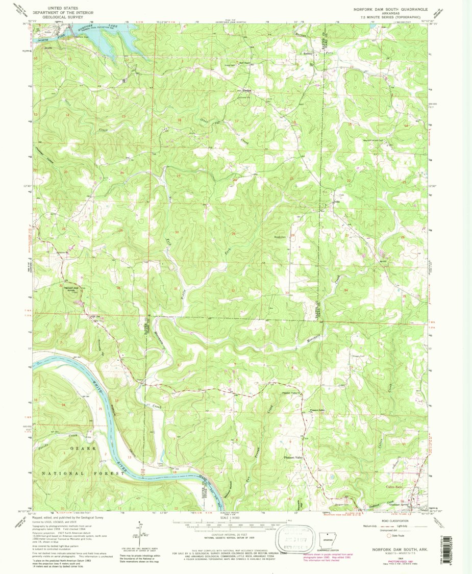 Norfork Dam South, AR (1964, 24000-Scale) Map by United States ...