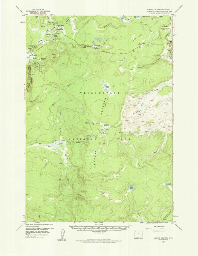 Norris Junction, WY (1958, 62500-Scale) Map by United States Geological ...