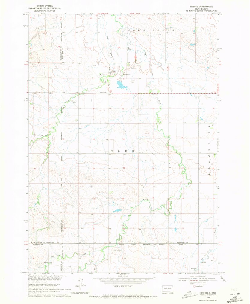 Norris, SD (1969, 24000-Scale) Map by United States Geological Survey ...