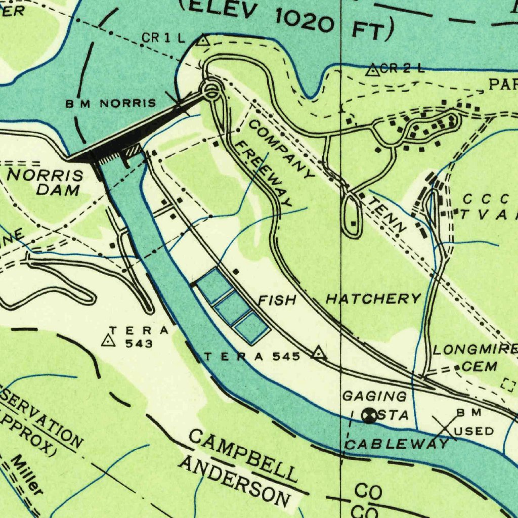 Norris, TN (1936, 24000-Scale) Map by United States Geological Survey ...