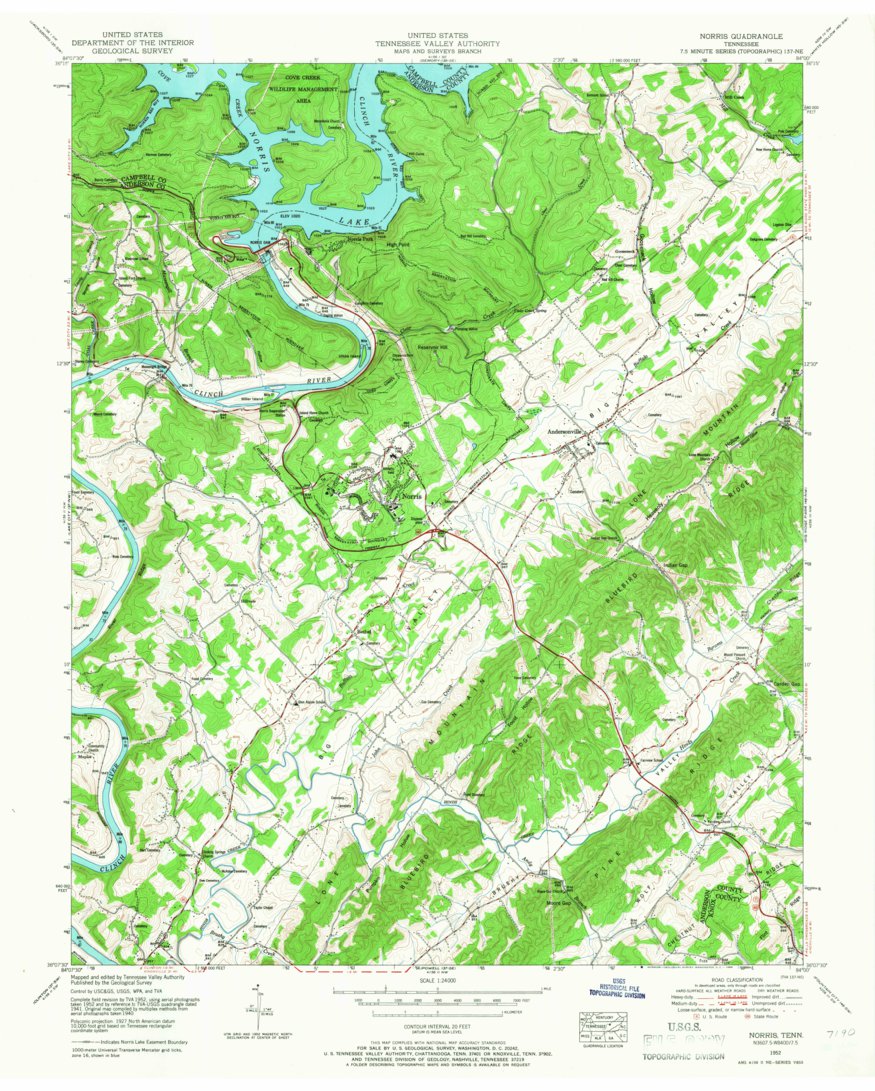 Norris, TN (1952, 24000-Scale) Map by United States Geological Survey ...
